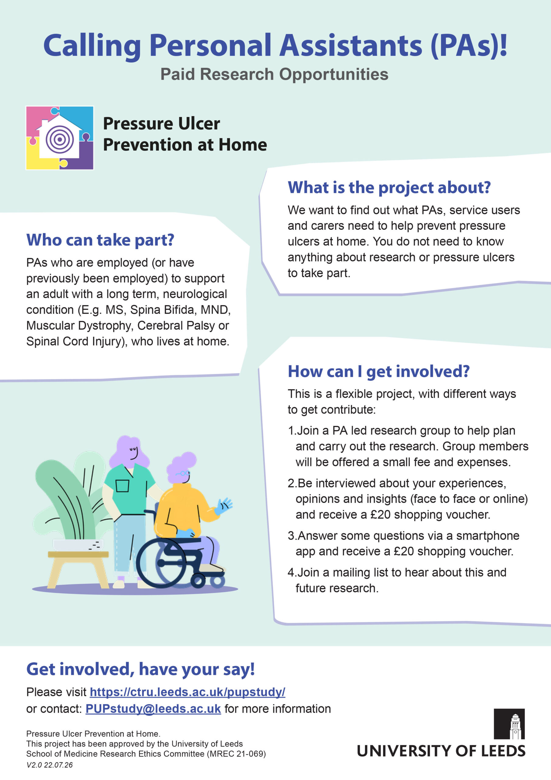 Pressure Ulcer Prevention Research Project – PAs – Active Independence